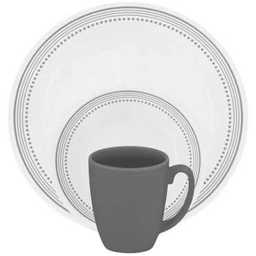 Corelle Brushed Silver 16-Piece Dinnerware Set, Service for 4, Grey and ...