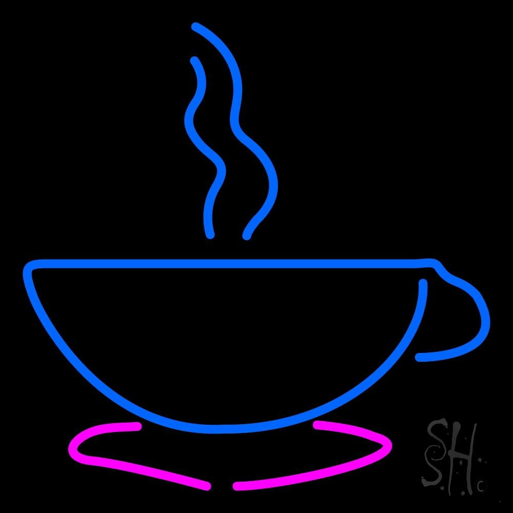 Coffee Logo LED Neon Sign 24 x 24 - inches, Black Square Cut Acrylic ...