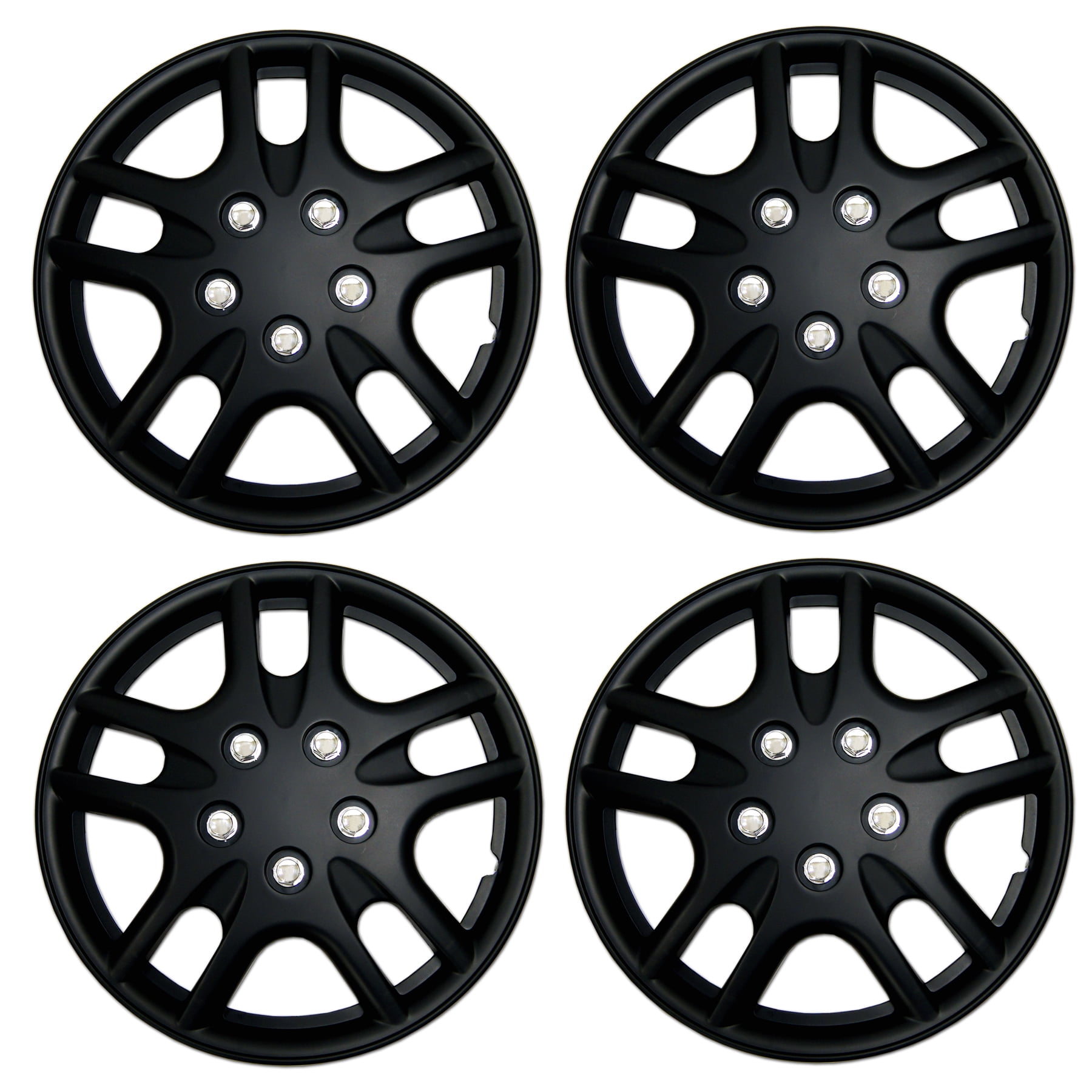 TuningPros WSC3-523B15 Set of 4 Matte Black Hubcaps 15" - Hub Caps ...