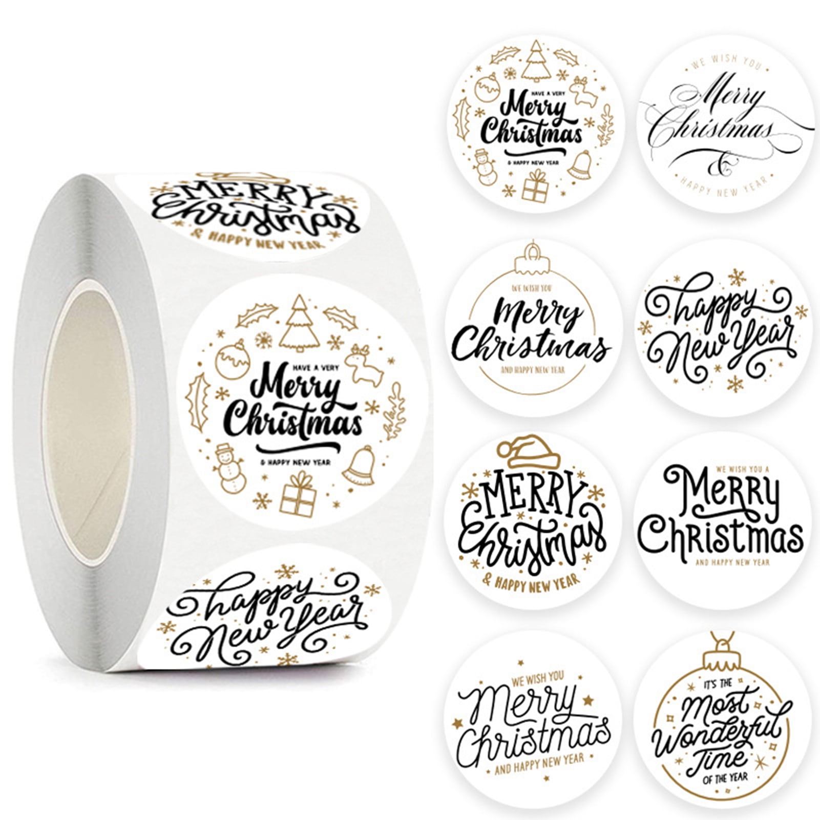 500Pc/Roll Self-adhesive Cartoon Decorative DIY Christmas Stickers ...