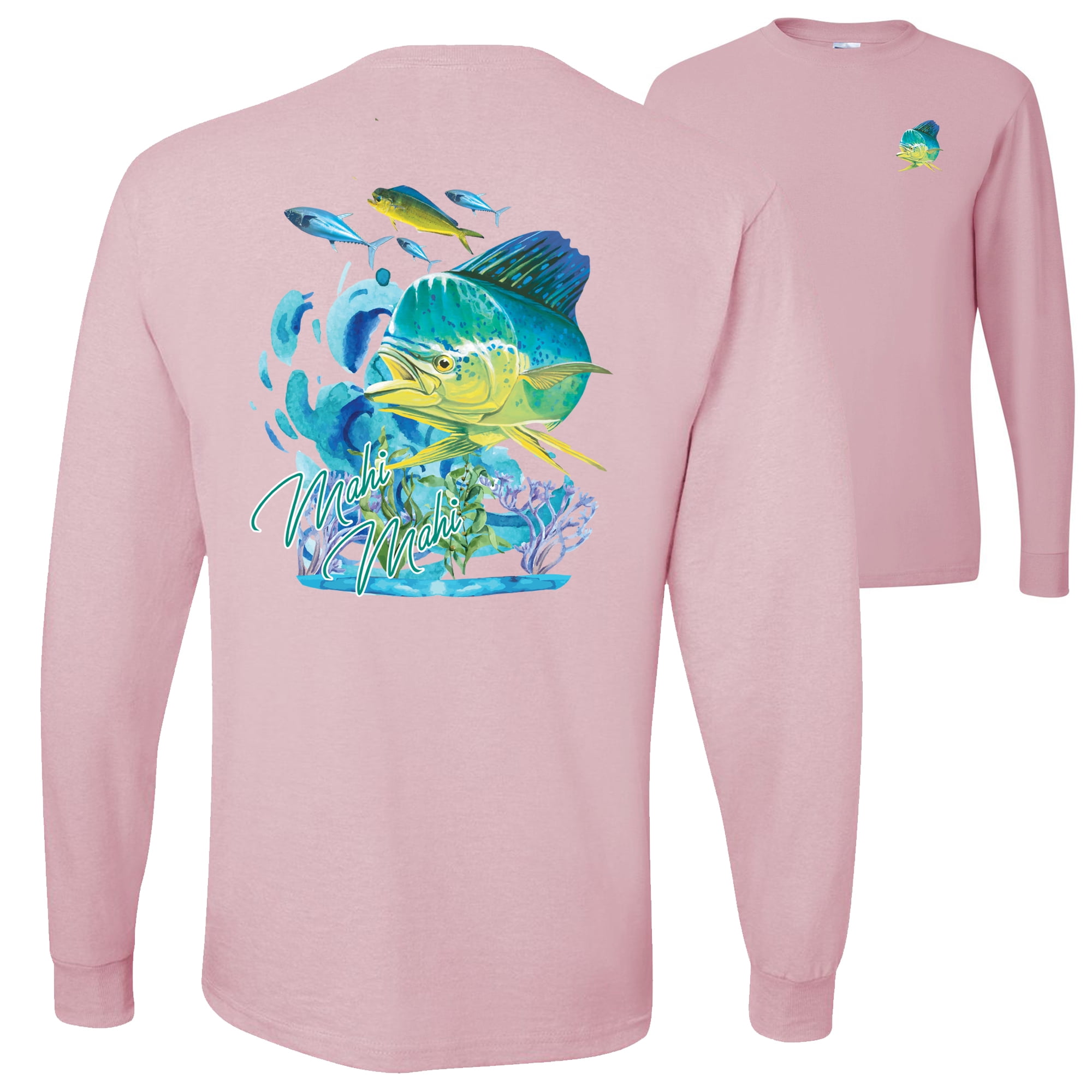 Mahi Mahi Fish Lovers Graphic FRONT AND BACK Mens Long Sleeves, Light ...