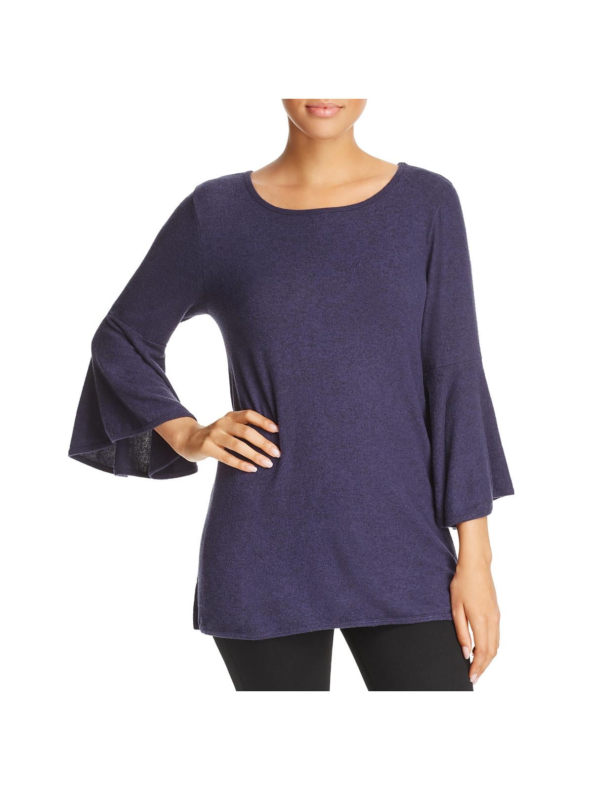 Nally And Millie Womens Knit Bell Sleeves Tunic Sweater Navy S