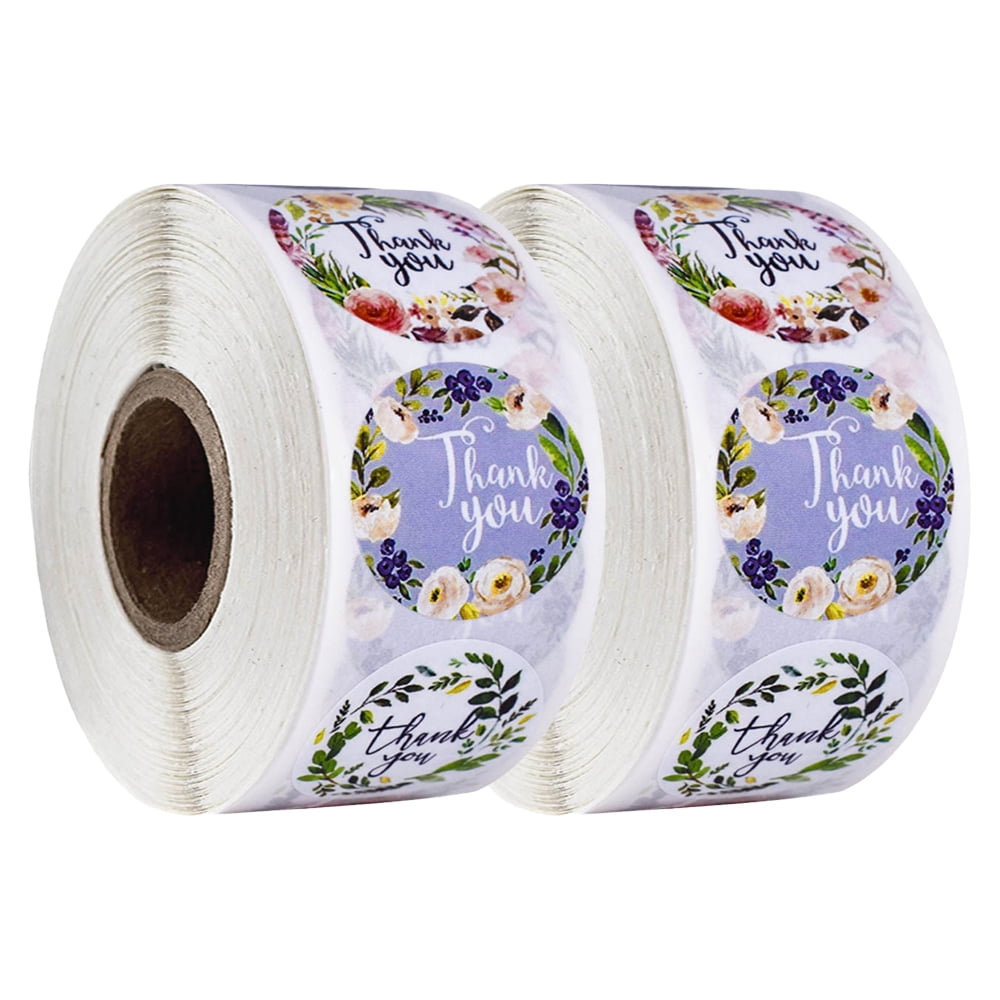 2roll Thank You Stickers 8 Floral Designs for Greeting Cards Flower ...