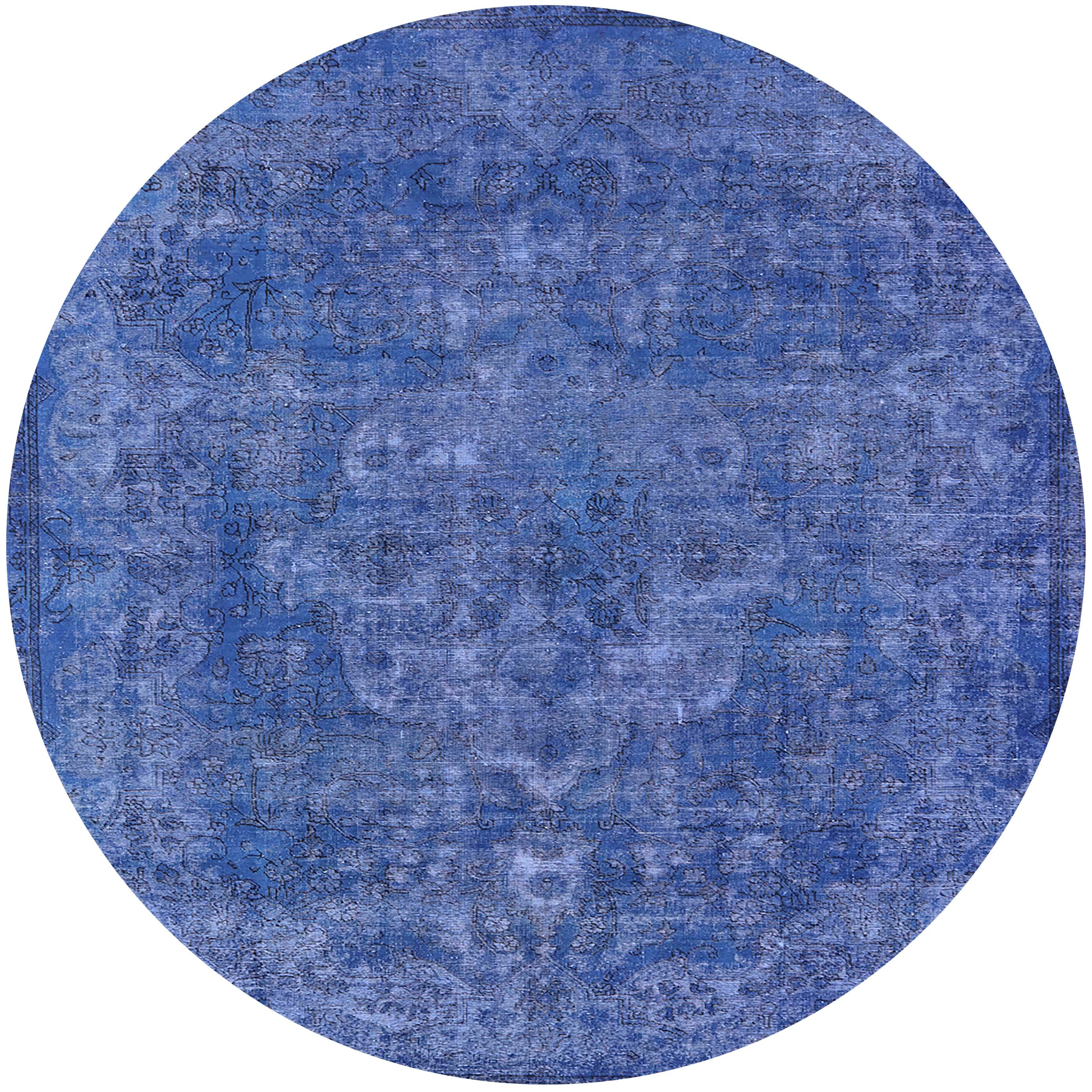 Ahgly Company Indoor Round Mid-Century Modern Blue Oriental Area Rugs ...