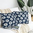 Navy Blue Pillow Covers 18X18 Inch White Floral Daisy Geometry ...