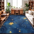 Area Rug 3x5ft Blue Starry Sky Washable Area Rugs for Living Room Gold ...