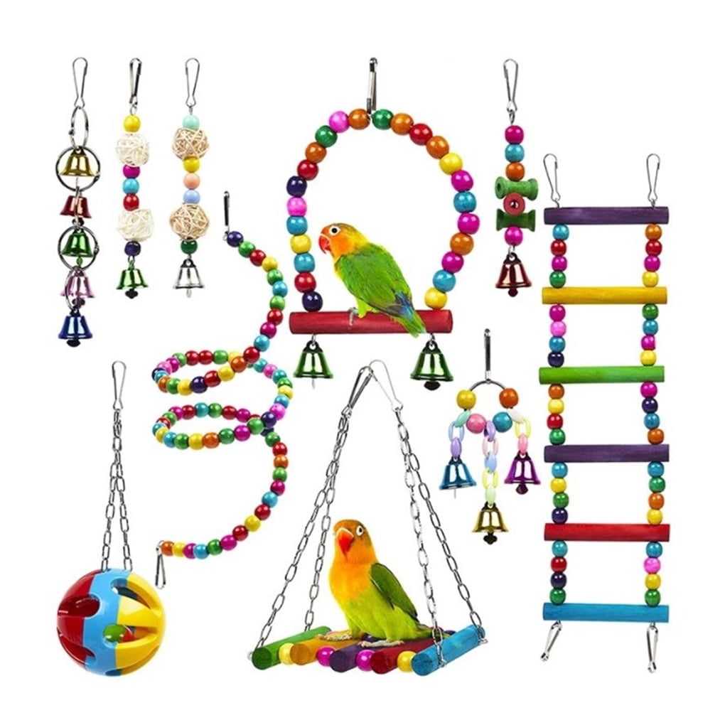 10Pcs Bird Swing Toys Waterproof Parrot Toy Funny Chewing Plaything ...