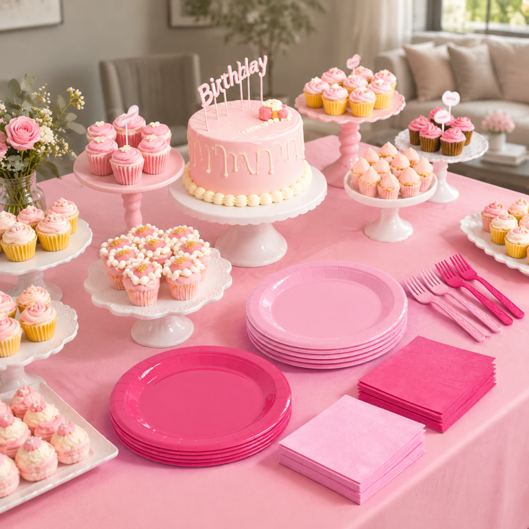 Serves 35 Guests Gradient Pink Plates And Napkparty Supplies - Walmart.com