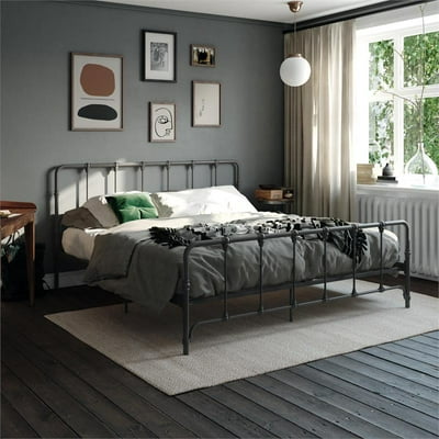 Gray Farmhouse King Metal Bed with Storage by Tanzania Ubuy