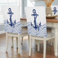 Blue White Anchor Chair Back Covers Set of 6 Nautical Navy Blue Ocean ...