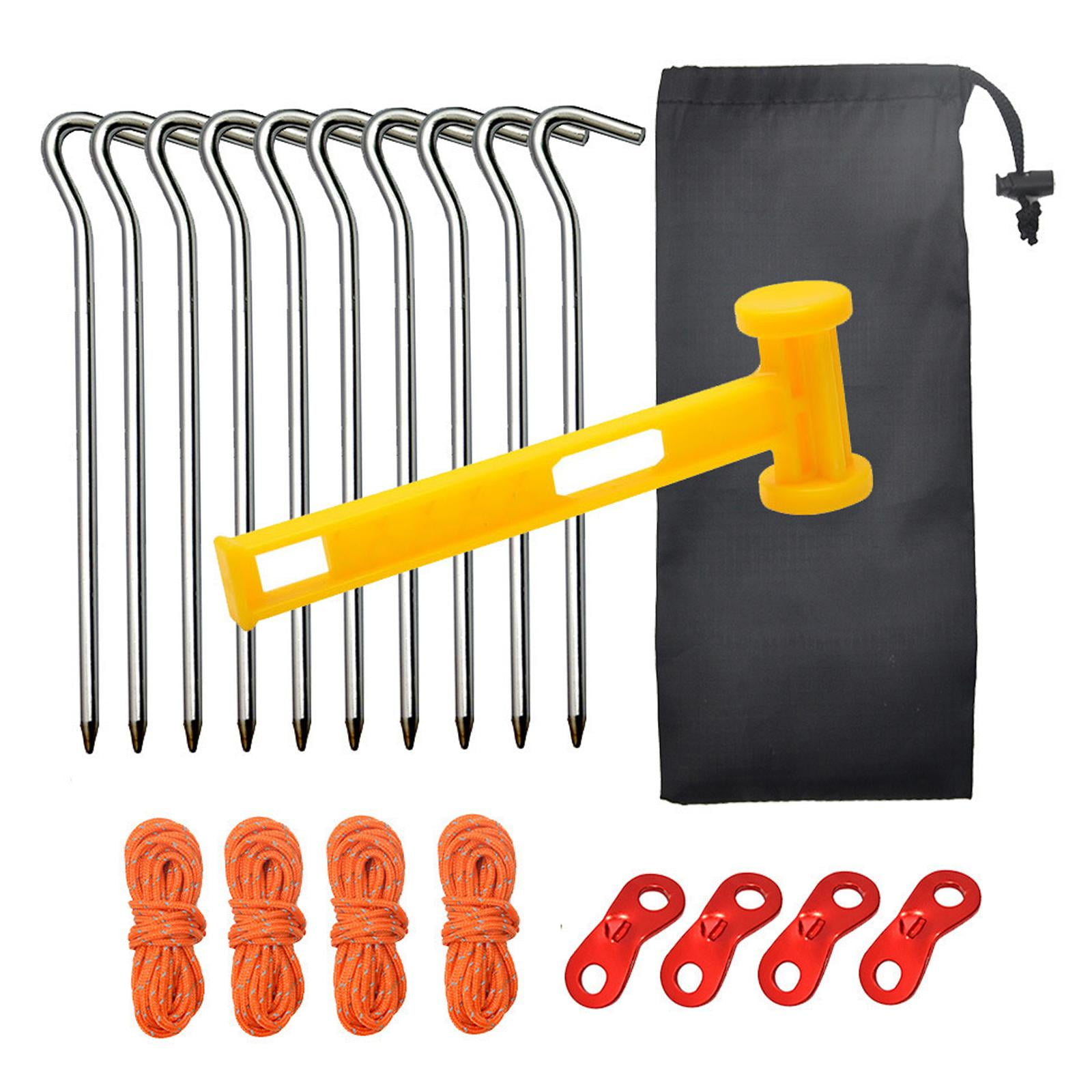 10Pcs Tent Stakes Pegs, Metal Camping Tent Nails Stake with Hooks ...