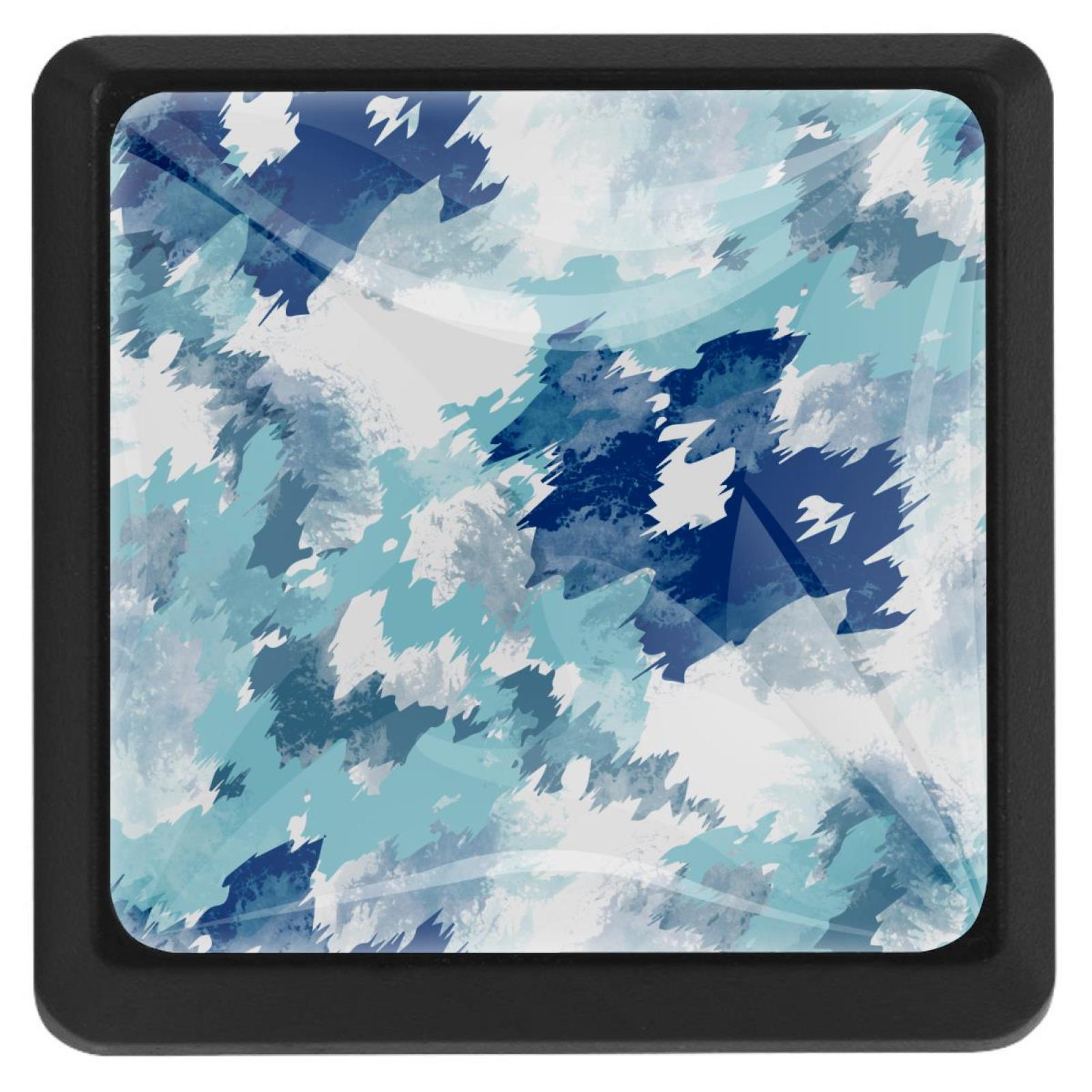 3 Pack Indigo Tie-Dye Square Cabinet Door Knobs Decor for Cupboard ...