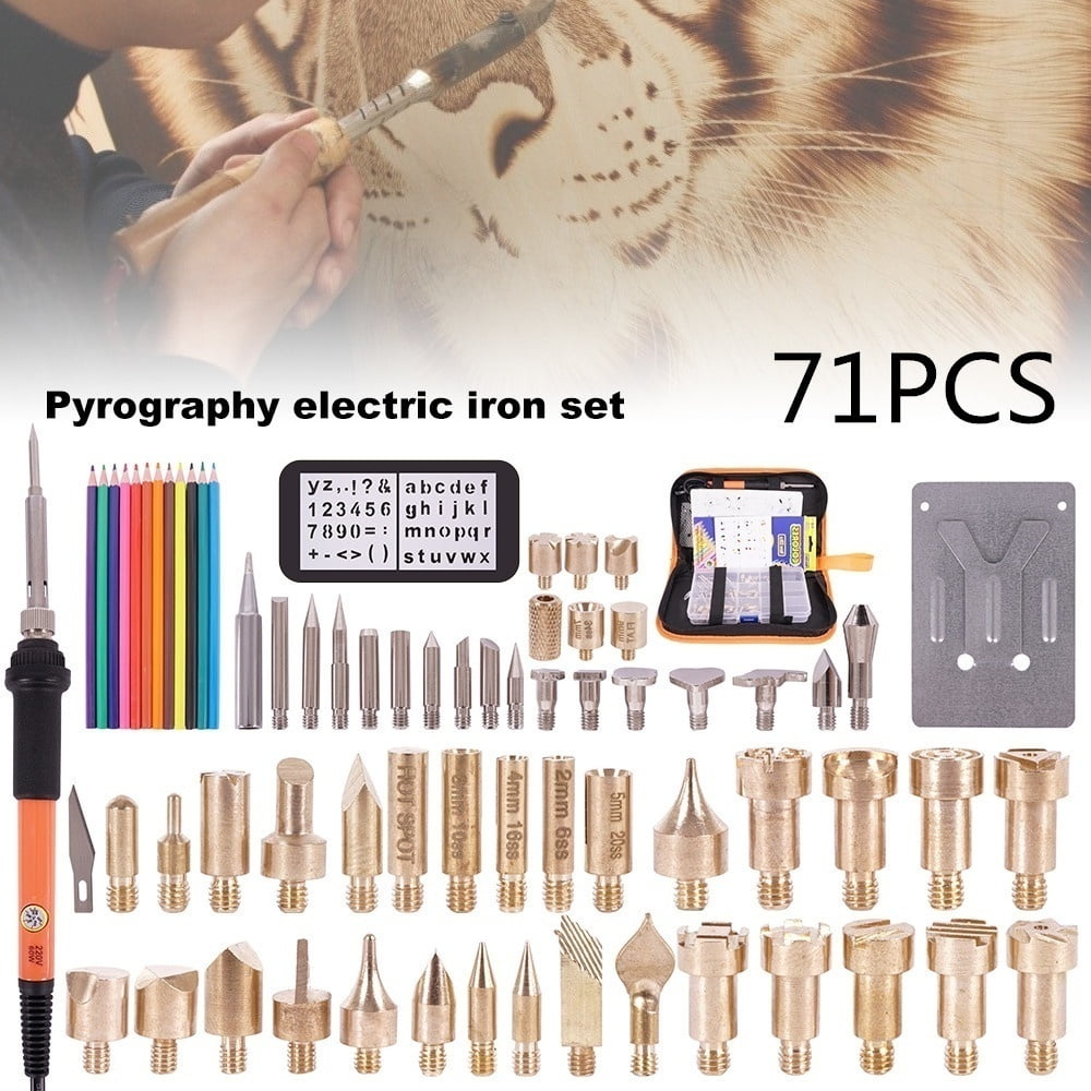 ODOMY 71/37 Pieces US Plug Electric Wood Burning Tool Kit Craft Set ...
