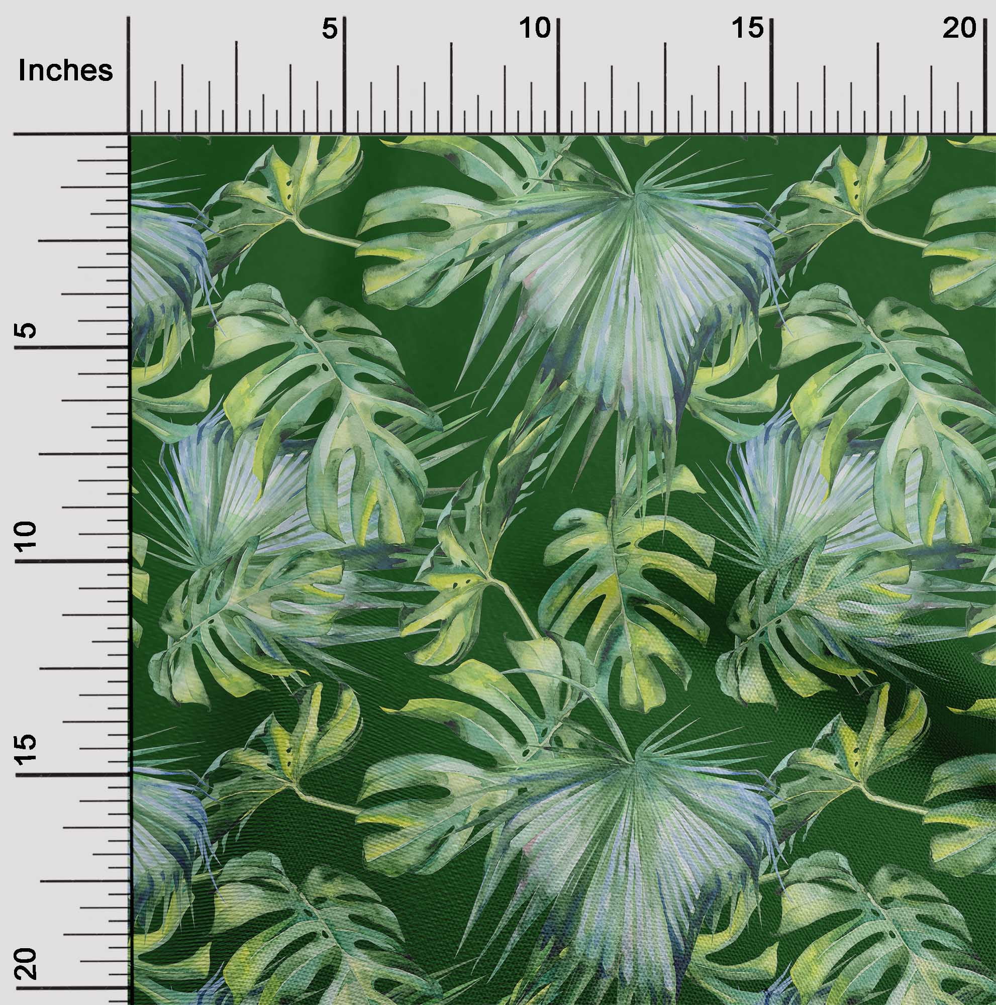 oneOone Velvet Green Fabric Neem Leaves Sewing Material Print Fabric By ...