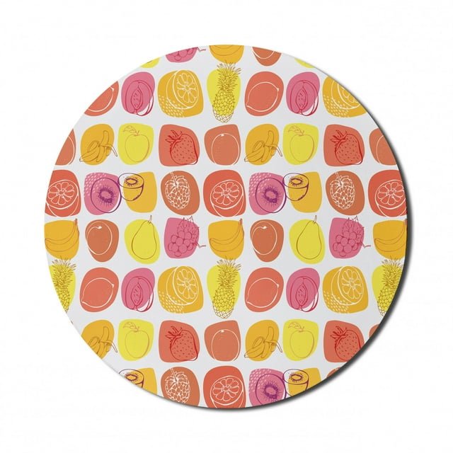 Fruits Mouse Pad for Computers, Retro Pineapple Lemon Kiwi Raspberry ...