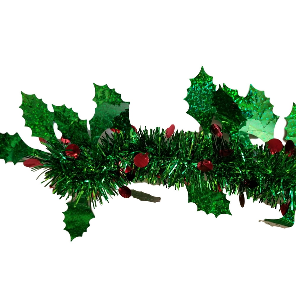 Amscan Christmas Holly Berry Garland metallic green with red berries 9 ...