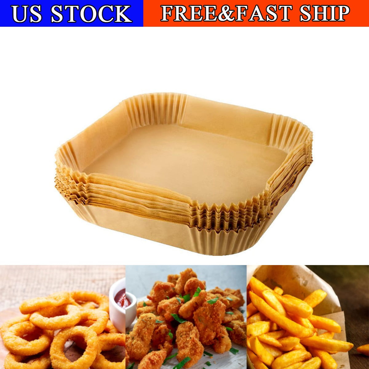 50Pcs Air Fryer Liners Disposable Paper Liner for Roasting Microwave ...
