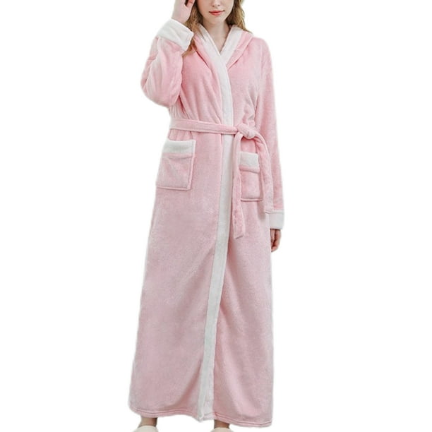 Avamo Ladies Warm Hooded Fleece Robe Long Sleeve Thermal Fuzzy Plush