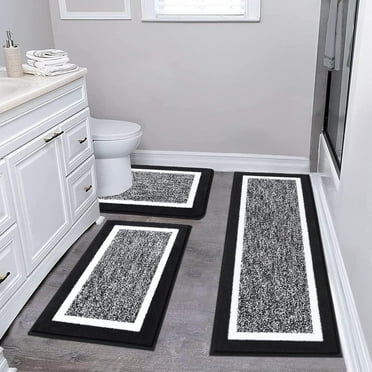 Findosom 3pcs Bathroom Rugs Set with U-Shaped Mat, Non Slip, Quick ...