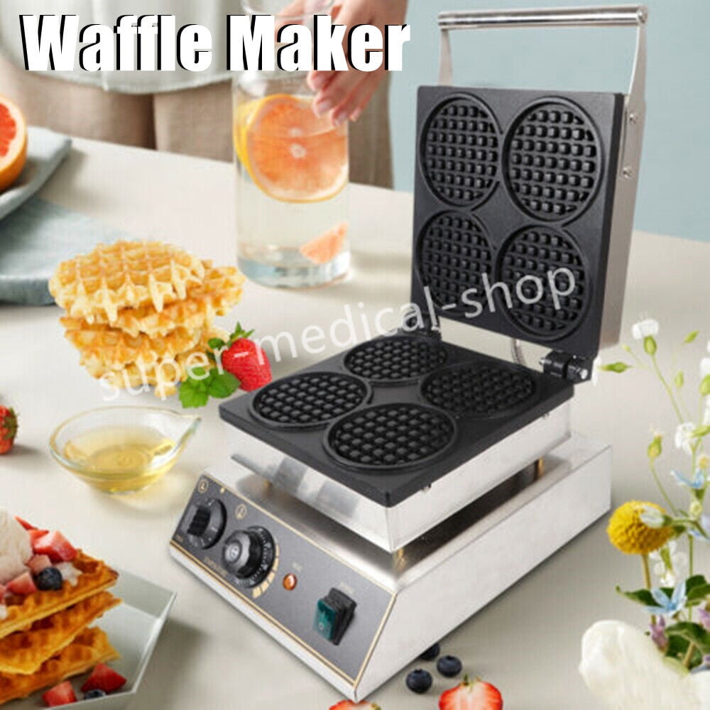 Commercial 1750W Electric Nonstick 4pcs Round Waffle Baker Maker ...