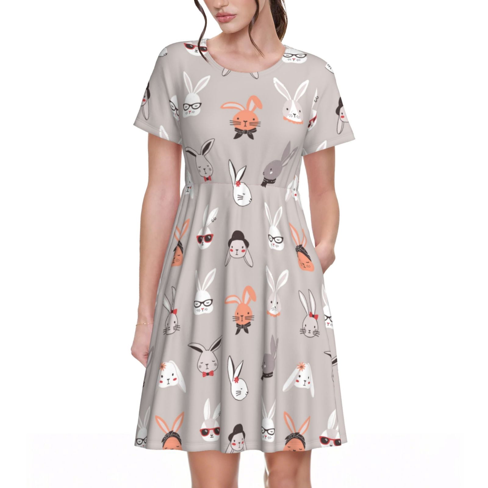 Fotbe Various Rabbits Vestido Largo de Moda para Mujer, Vestido Tipo ...