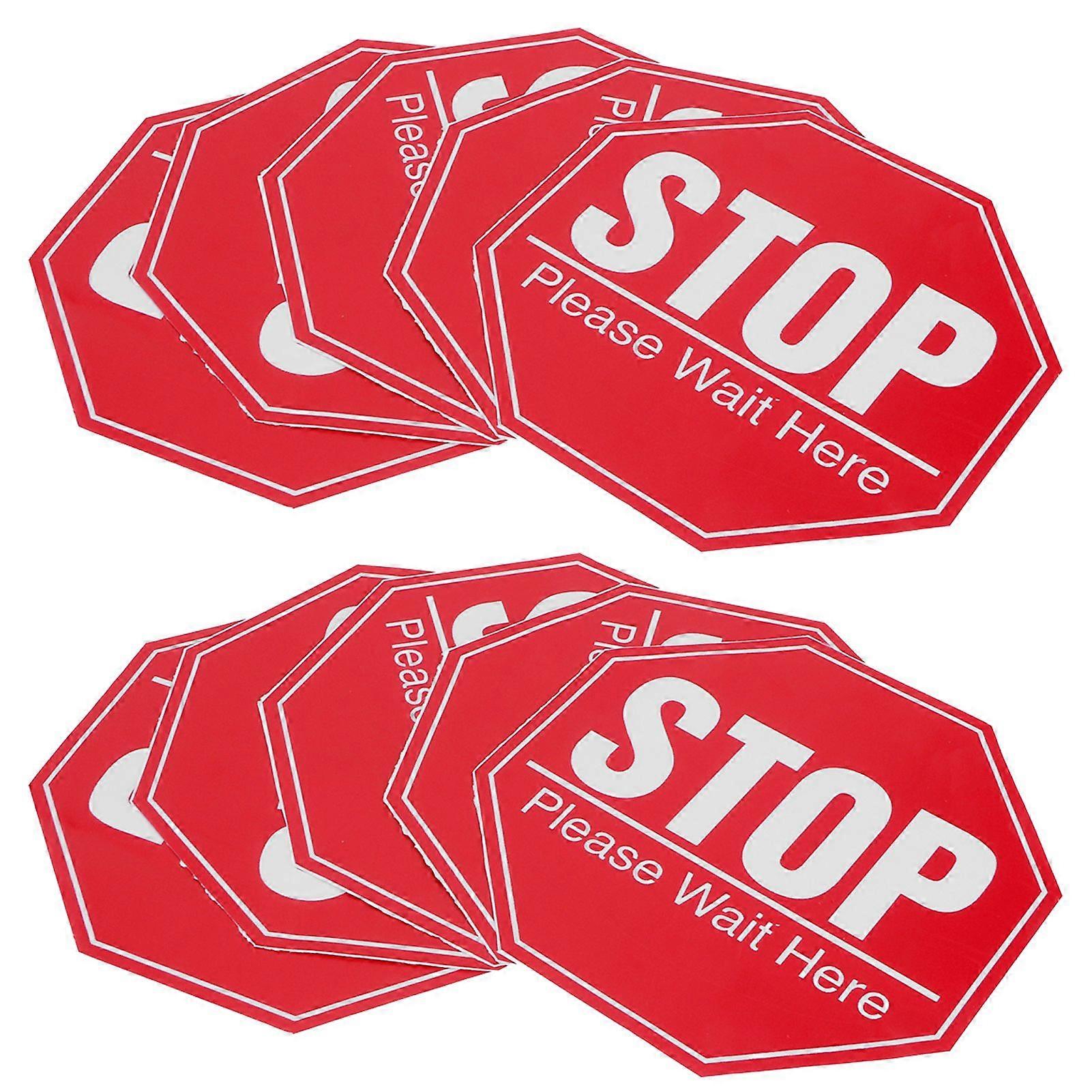 2 Set Floor Stop Sign Sticker Safety Distancing Floor Marker Warning ...
