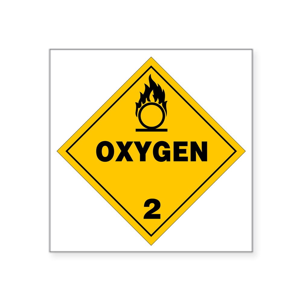 CafePress - Yellow Oxygen Warning Sign Square Sticker 3 X 3 - Square ...