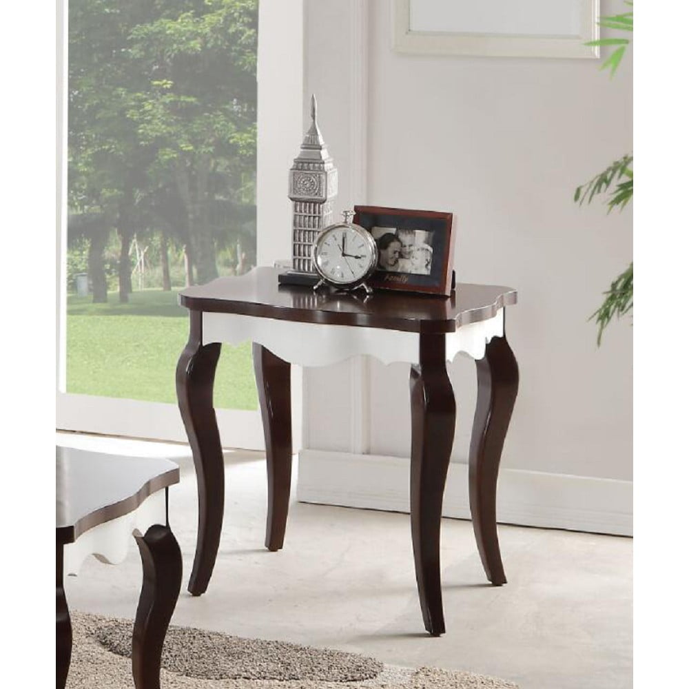 24"H Wood Frame End Table with Bent Legs, Birch Wood Finish Side Table ...