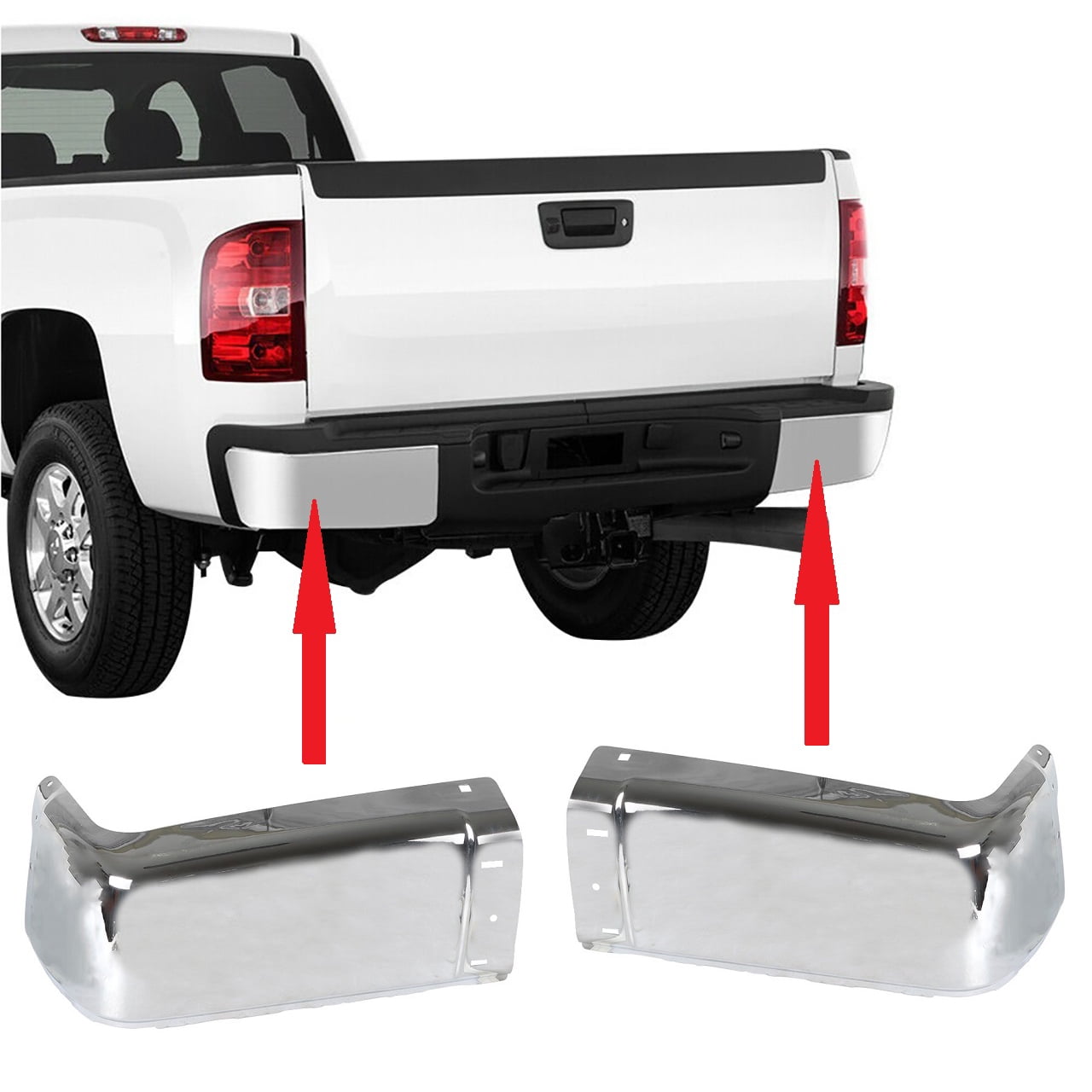 Labwork 2pcs Rear Step Bumper Metal Covers End Caps (without Rear Park ...