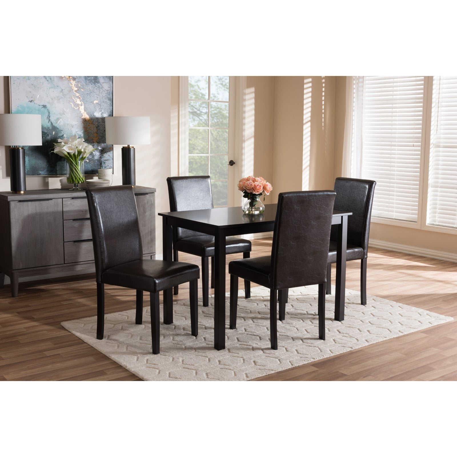 Baxton Studio Mia 5 Piece Rectangular Dining Set - Walmart.com