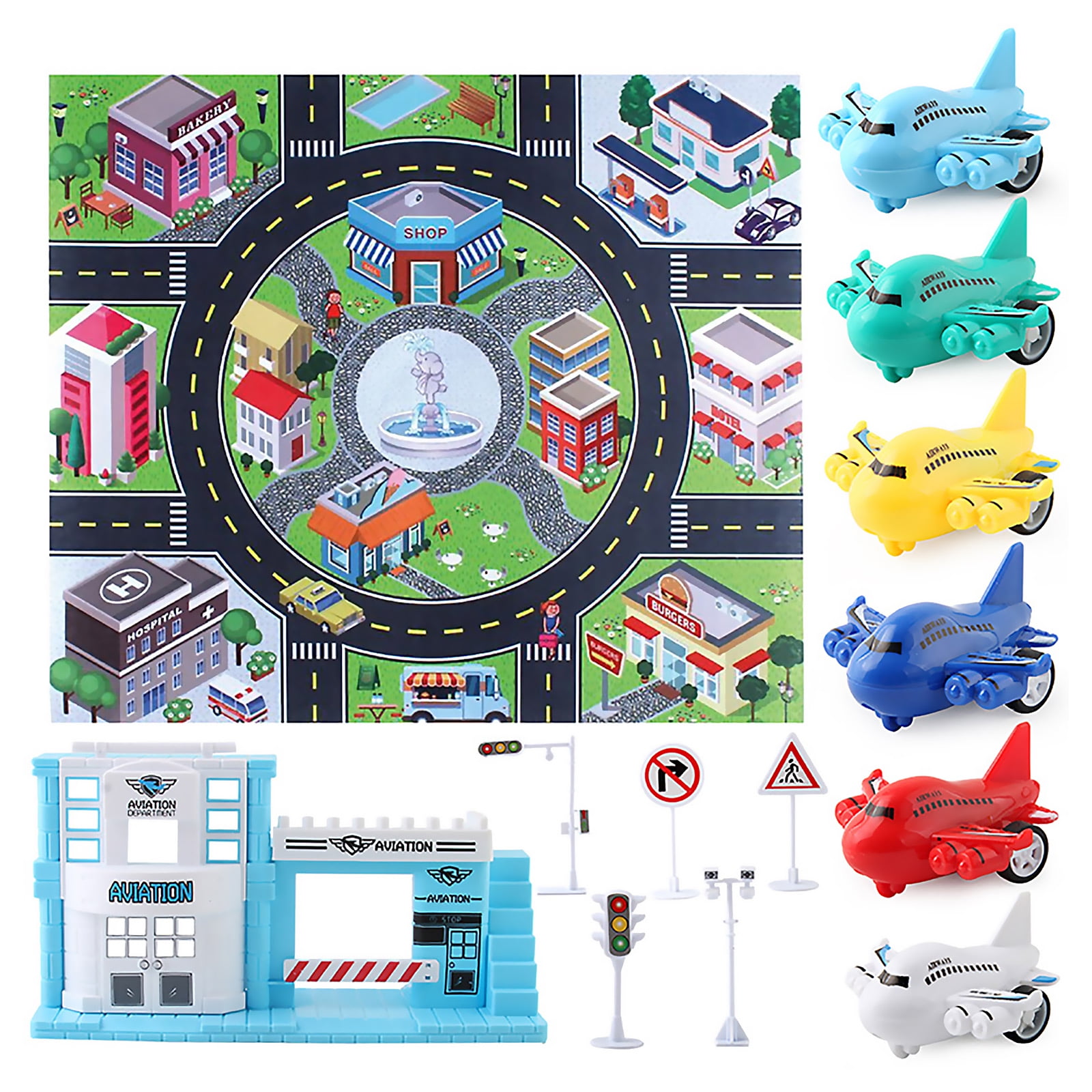 huntermoon Play Mat Road Map Kids Large City Traffic toy Car Park Mat ...