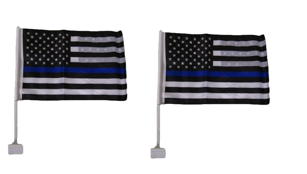 (2 Pack) 12x18 USA Police Thin Blue Line Double Sided Car Window ...
