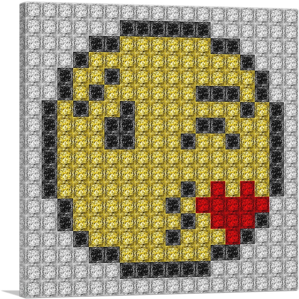 ARTCANVAS Emoticon Blow Kiss Heart Wink Smiley Face Jewel Pixel Canvas ...