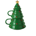 Hallmark Stackable Coffee Xmas Cups - Holiday Christmas Tree Mugs Set ...