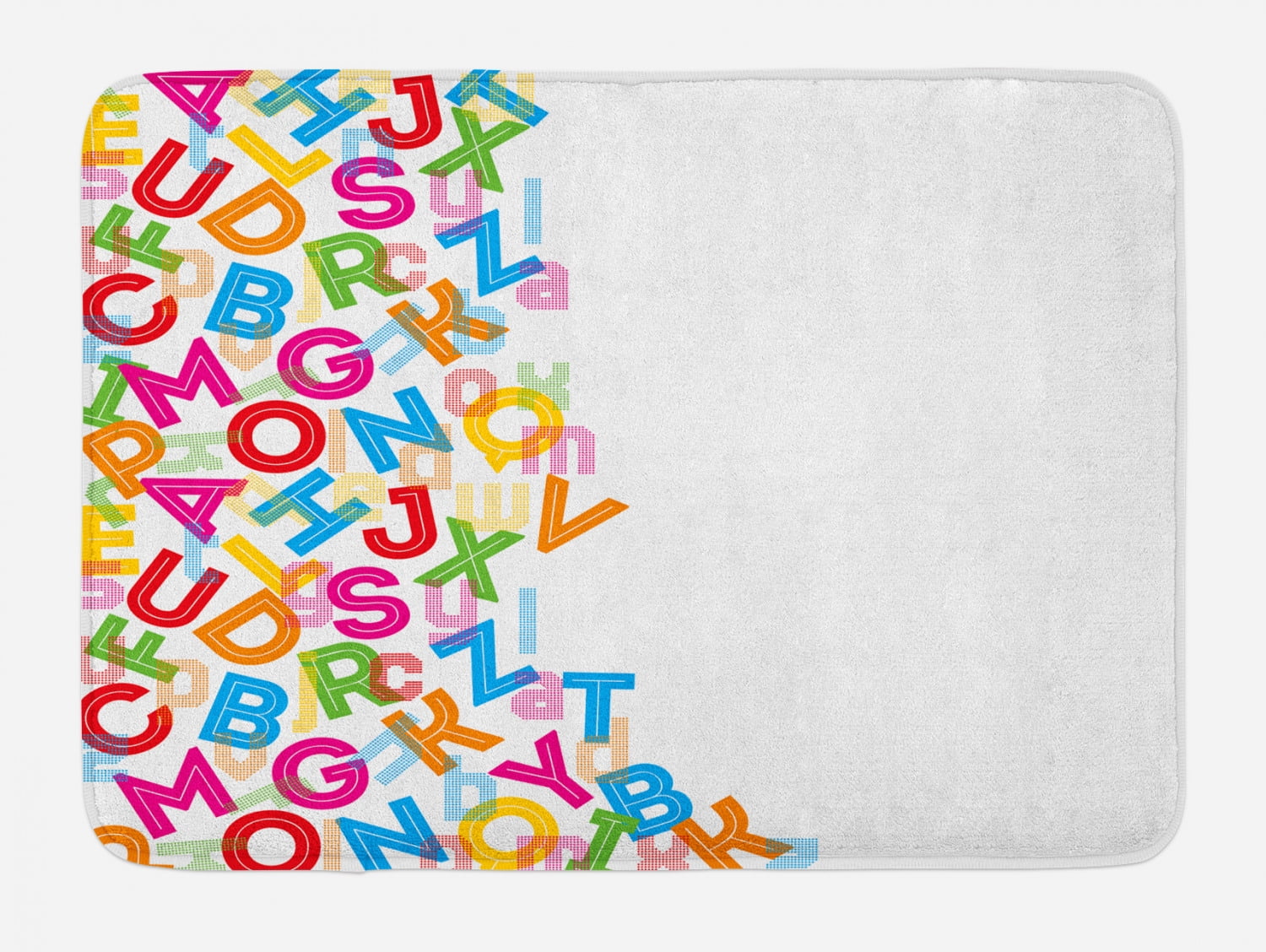 Colorful Bath Mat, Alphabet Background Design with Letter Icons Words ...
