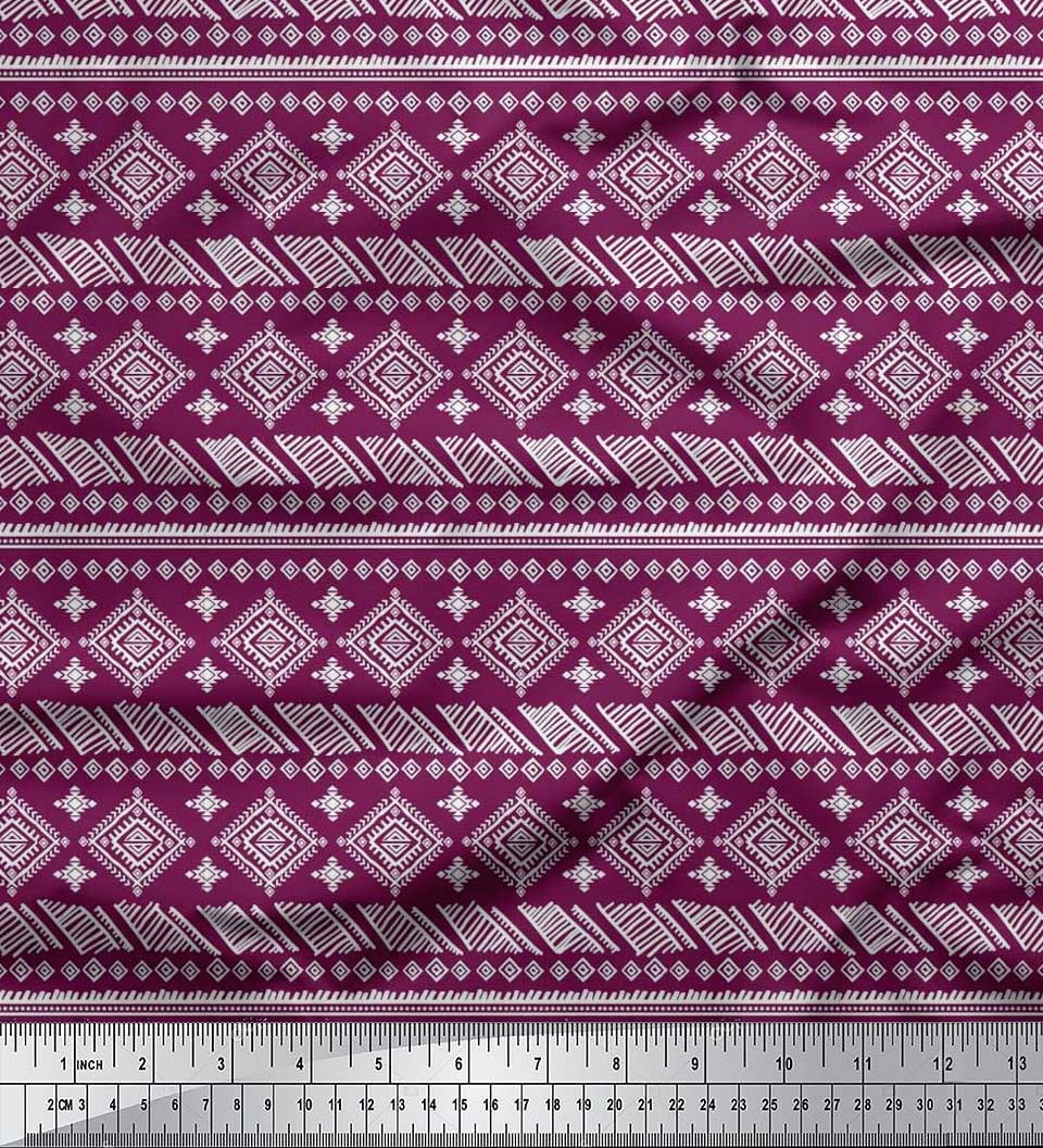 Soimoi polyester Crepe Fabric Aztec African Print Fabric by the Yard 42 ...