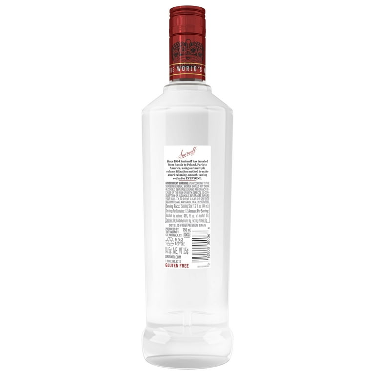 Smirnoff Label Back