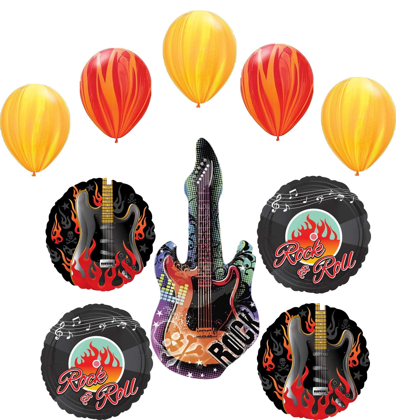 Guitar Rock and Roll Hero Birthday Balloon Bouquet Decorations ...