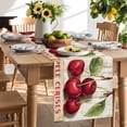 Cherry Table Runner, Fruit Watercolor Vintage Wood Texture Cotton Linen ...