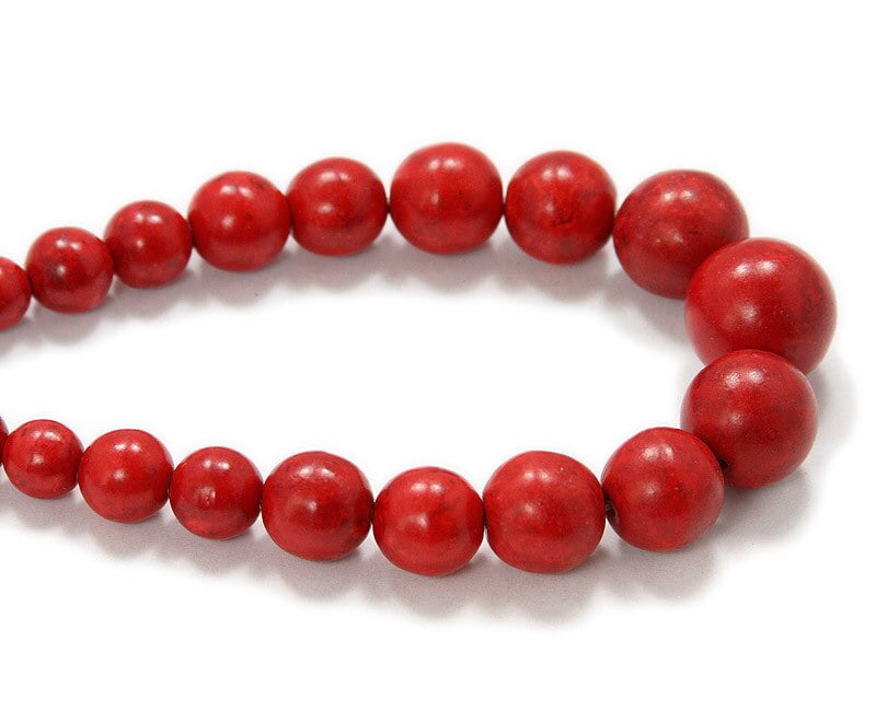 8 - 20mm 19.5 Inches Red Howlite Graduated Round Beads Genuine Gemstone ...