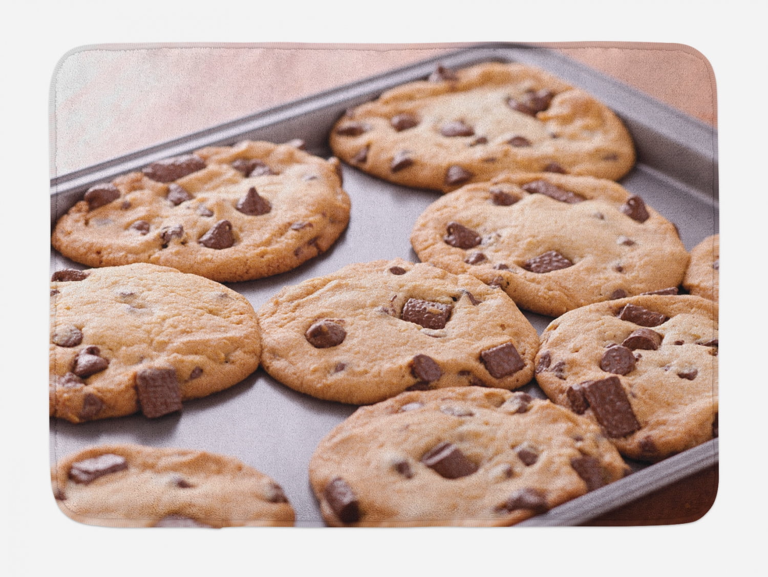 Cookie Bath Mat, Chocolate Chip Snacks on a Tray Baking Themed Food ...