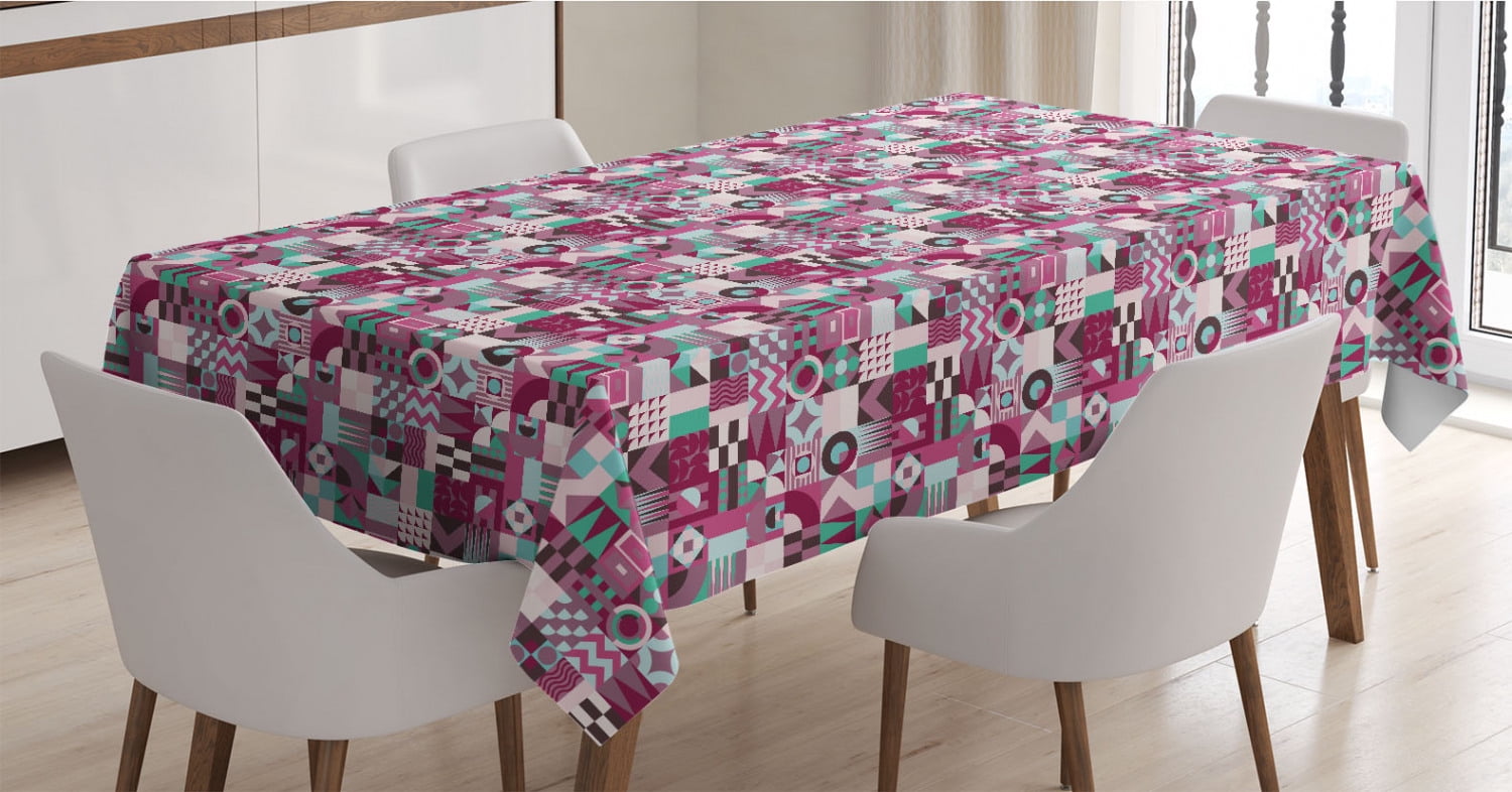 Mid Century Tablecloth, Rich Pattern of Motifs from Fifties Groovy and ...