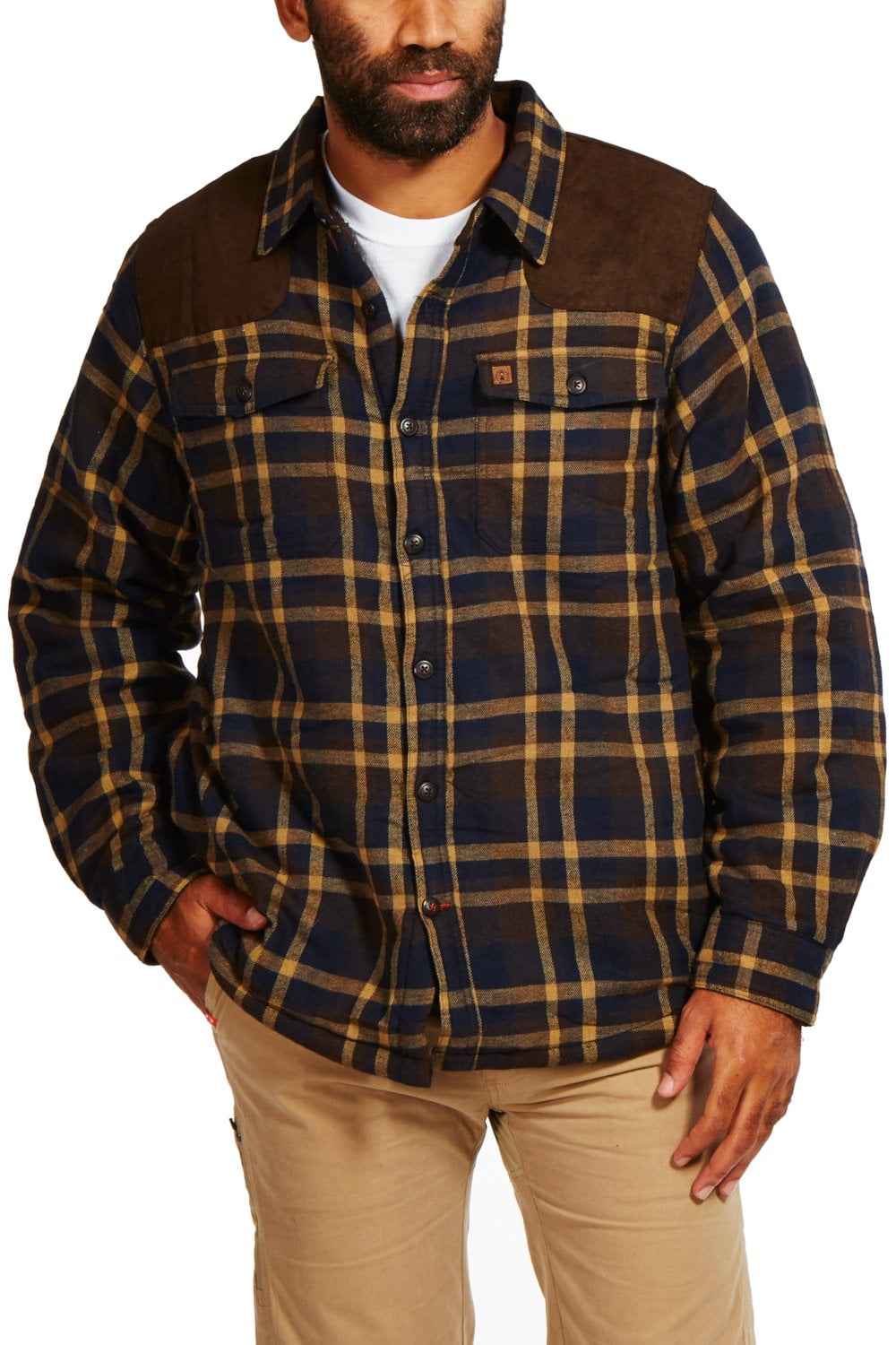 Coleman Sherpa-Lined Flannel Shirt Jacket With Faux Suede Shoulder ...