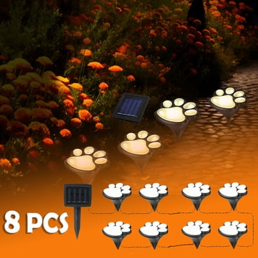4 Solar Paw Print Lights Dog Path LED Cute Lawn, Garden, Patio, Yard ...