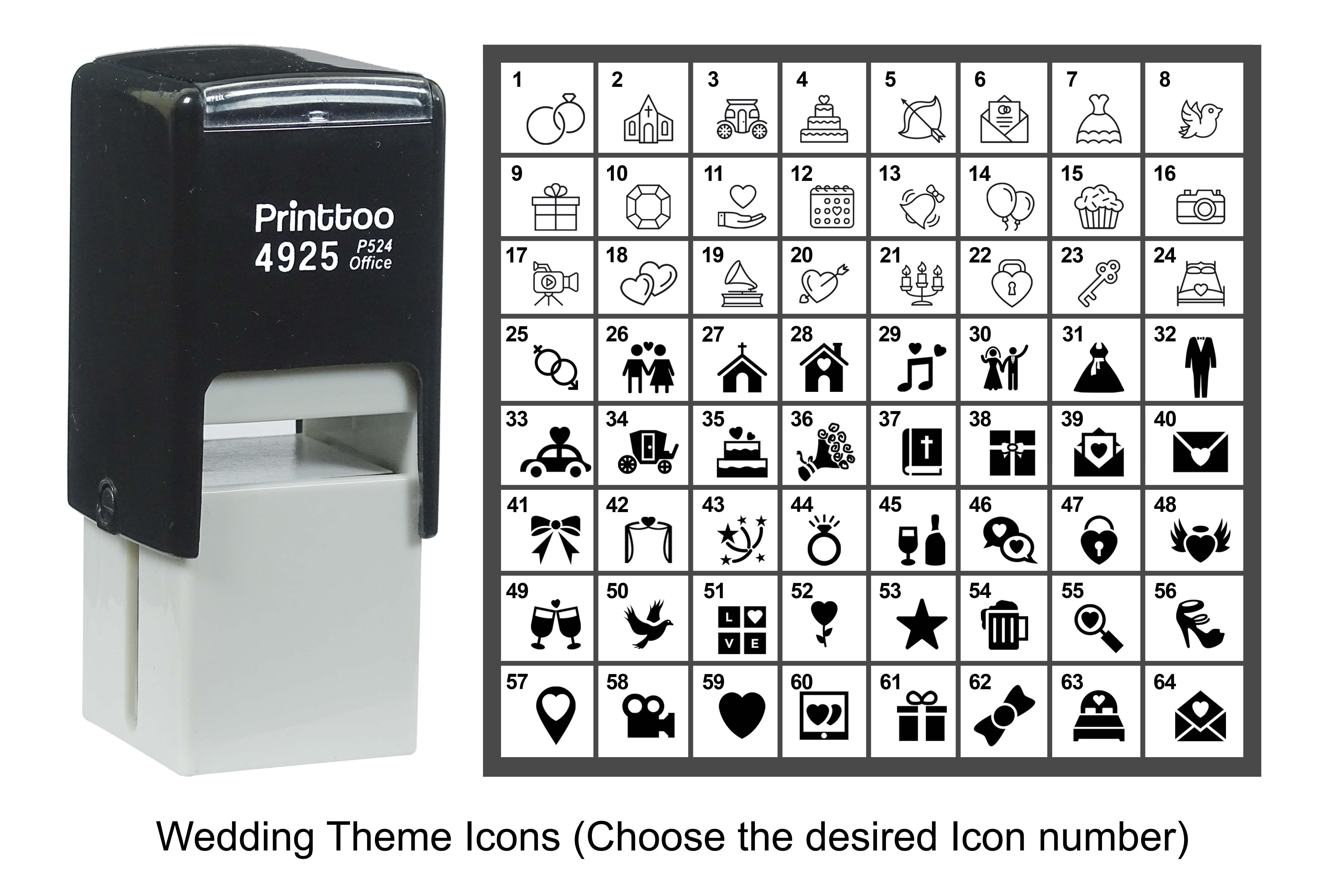 Printtoo Personalized Wedding Theme Icons Rubber Stamp Self Inking ...