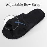 Litfun Women's Open Toe Slippers Corduroy Cross Bow House Slippers ...