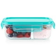 Pyrex MealBox 2.3-cup Divided Glass Food Storage Container with Blue ...