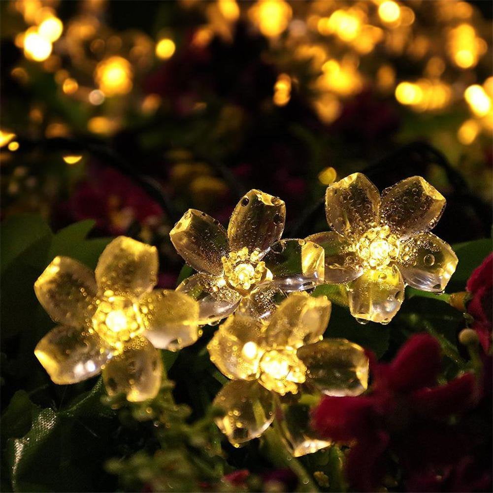 Solar Flower String Lights Cherry Blossom Fairy Lights Xmas Christmas ...