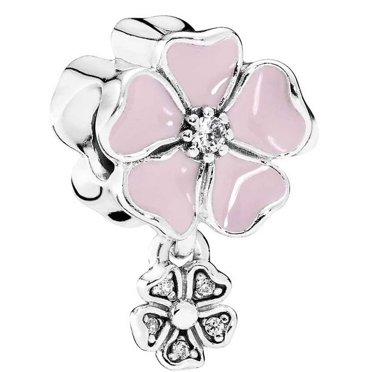 Pandora Charm in Rose w/faceted iridescent, pink and transparent Mura ...