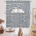Blue Striped Swag Curtains Valance and Tier Set, Color Blocks Geometric ...